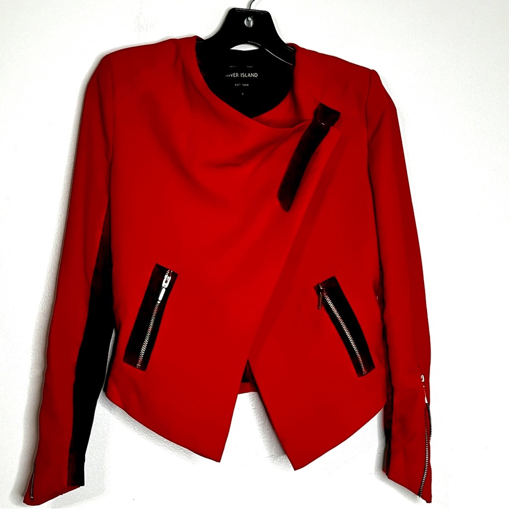 River Island Red Waterfall Draped Style Jacket - Gem